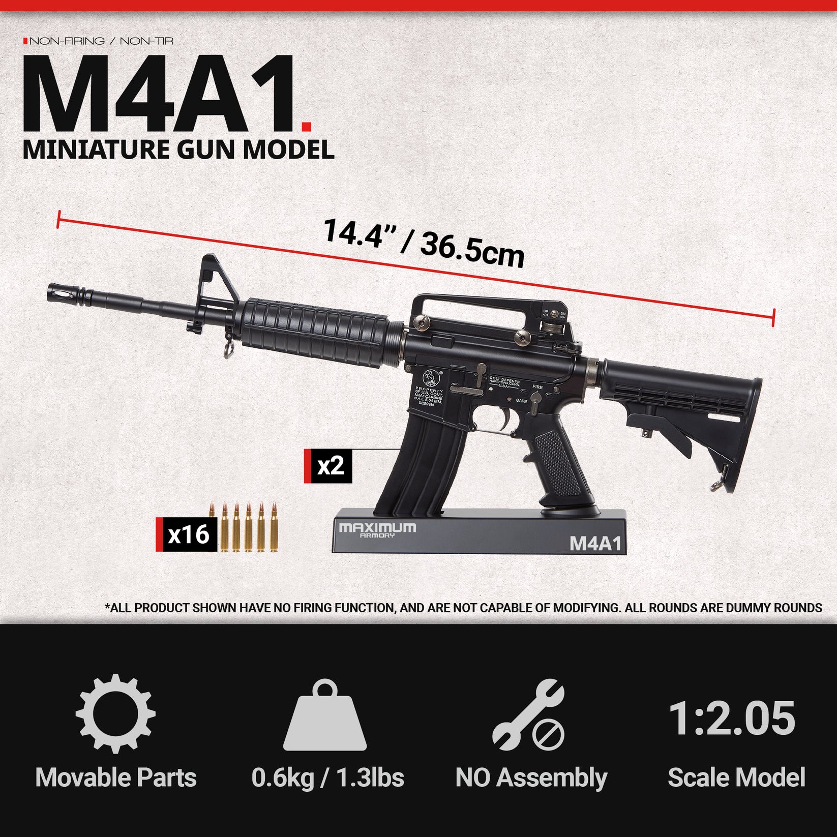 Realistic Toy Gun – M4A1 1:2.05 Miniature | Black Licensed Model ...